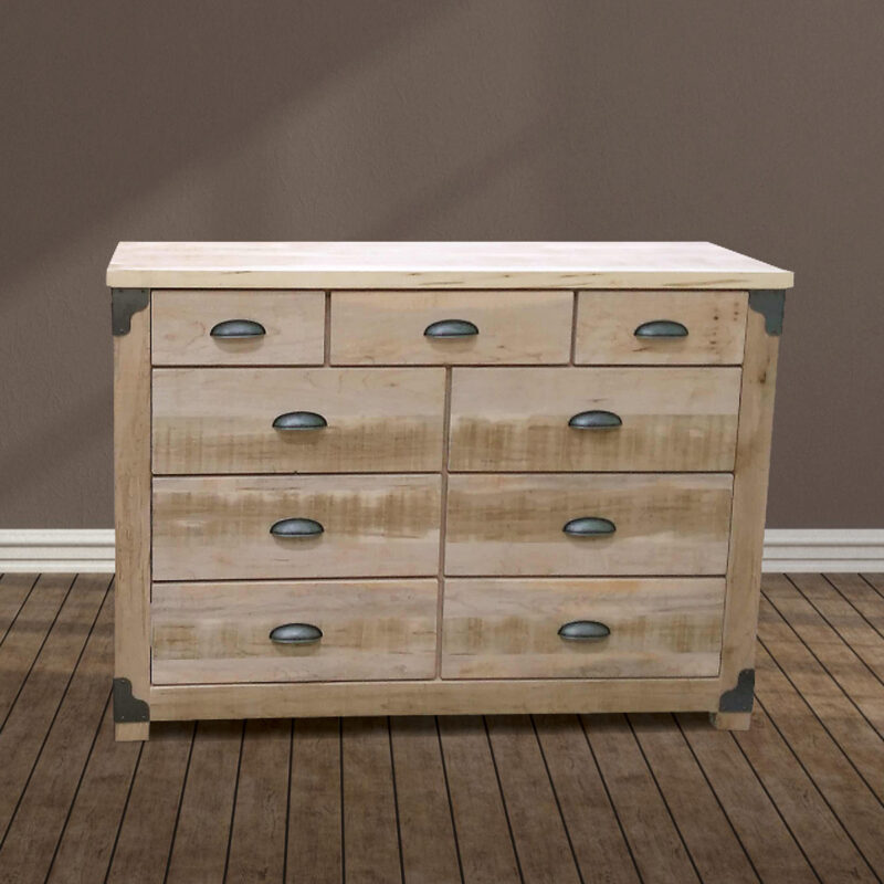 Iron Corner 9 Drawer Dresser | The Wooden Penny - Custom Furniture ...